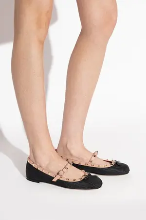 Valentino Garavani Ballet Flats With Studded Straps - Black
