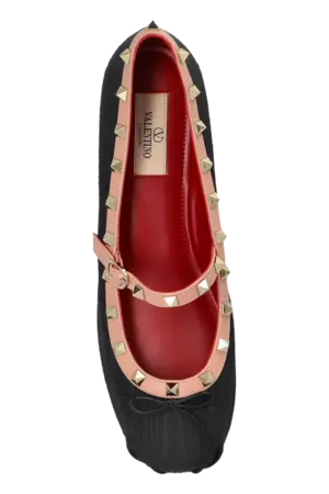 Valentino Garavani Ballet Flats With Studded Straps - Black