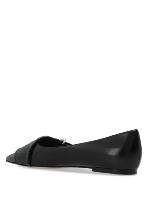 JIMMY CHOO Calf Leather Rafi Ballerina Flats With Pearl Embellishment