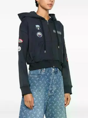 MARINE SERRE Patch Detail Zip-up Hoodie