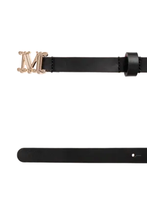 Max Mara Aziata" Leather Belt With Gold-tone "m" Buckle