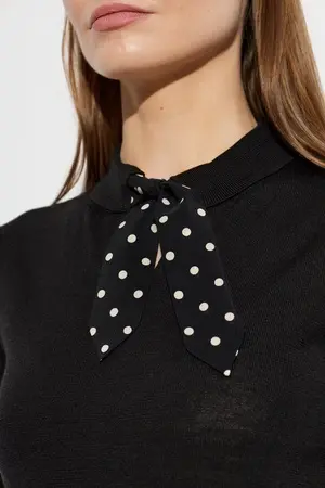 Valentino Garavani Wool And Viscose Knit Top With Decorative Bow