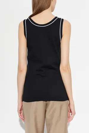 Valentino Garavani Cotton Tank Top With Metallic Logo Applique - Black