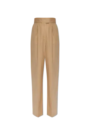 Valentino Garavani Wool Trousers With Pleats And Pinstripes