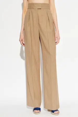 Valentino Garavani Wool Trousers With Pleats And Pinstripes