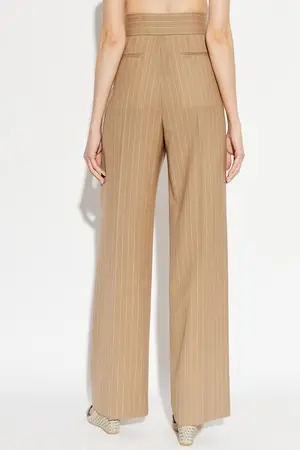 Valentino Garavani Wool Trousers With Pleats And Pinstripes