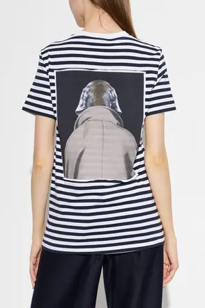 Max Mara Zelante' Striped T-shirt With Setter Dog Graphic
