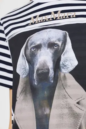 Max Mara Zelante' Striped T-shirt With Setter Dog Graphic