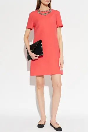 Valentino Garavani Embellished Neckline Mini Dress - Pink