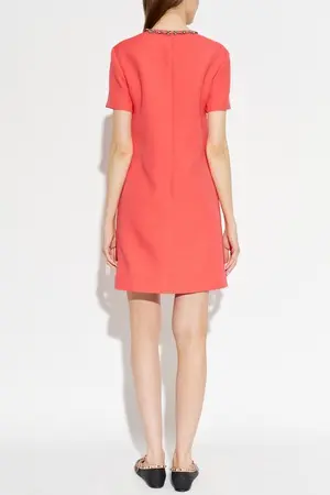 Valentino Garavani Embellished Neckline Mini Dress - Pink