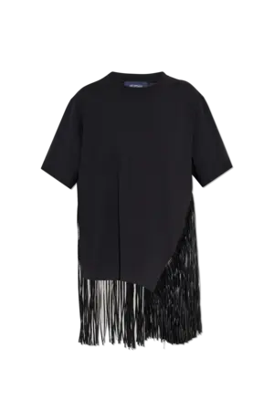 Sportmax Sponda' T-shirt With Asymmetrical Fringe Detail