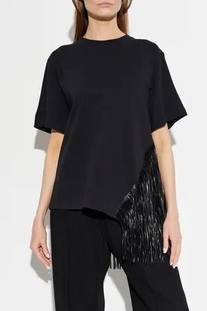 Sportmax Sponda' T-shirt With Asymmetrical Fringe Detail