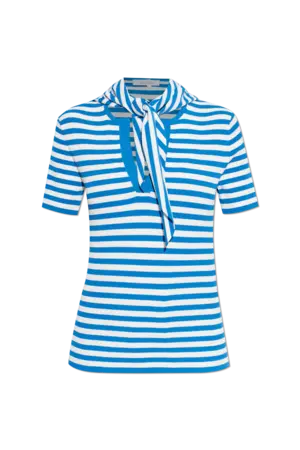 MAX MARA Max Mara 'Palmeti' Striped Ribbed Knit T-shirt With Bow Detail