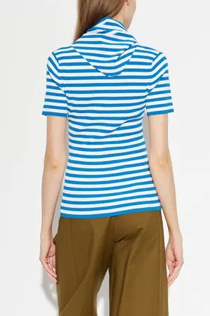 Max Mara Palmeti' Striped Knit T-shirt With Tie Detail