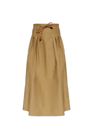 Max Mara Tempio' Midi Skirt With Leather Drawstring