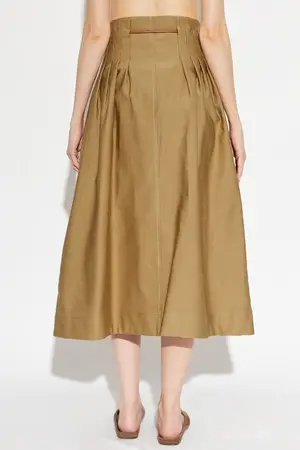 Max Mara Tempio' Midi Skirt With Leather Drawstring