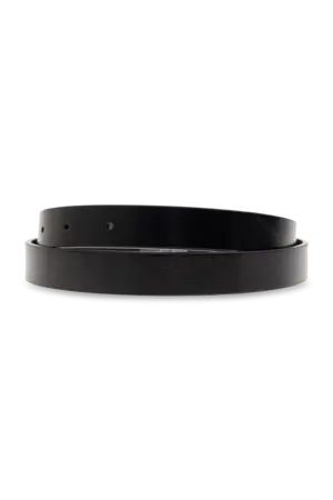 IRO PARIS Leather Skinny Belt With Geometric Silver Buckle