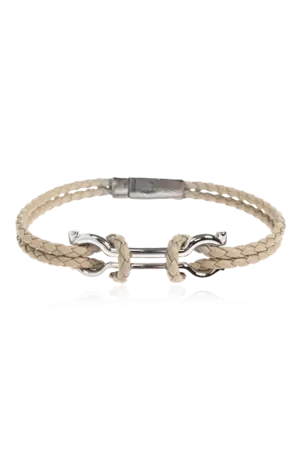 FERRAGAMO Braided Leather Bracelet - Beige