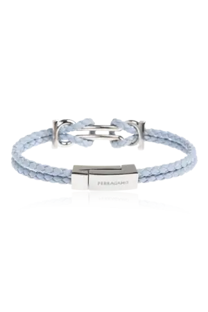 FERRAGAMO Braided Leather Bracelet With Silver-tone Clasp
