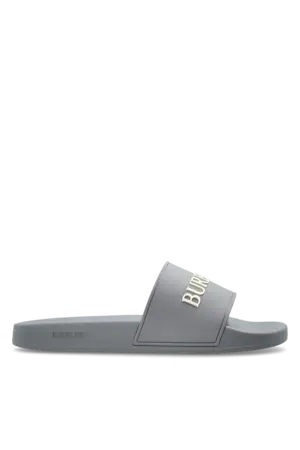 Burberry Furley Slides With Embossed Logo - Grey