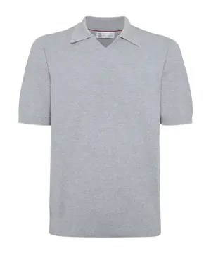 BRUNELLO CUCINELLI Brunello Cucinelli Short-Sleeved Ribbed-Knit Polo Shirt