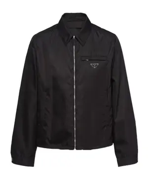 Prada Logo Plaque Zip-up Jacket - Black