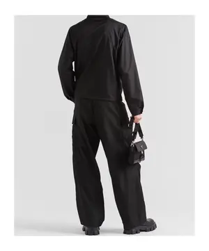 Prada Logo Plaque Zip-up Jacket - Black