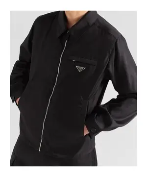 Prada Logo Plaque Zip-up Jacket - Black