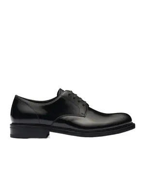 Prada Brushed Leather Lace-up Shoes - Black