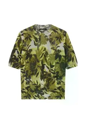 Armani Exchange Metallic Thread Leaf Print T-shirt