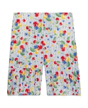 Gucci Cherry Striped Print Cotton Shorts - Multicolor