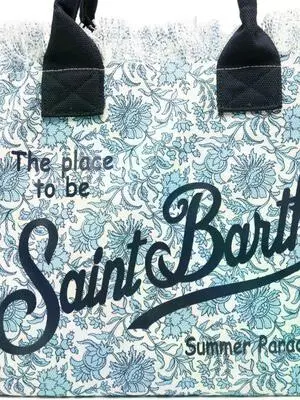MC2 SAINT BARTH Floral Print Cotton Tote Bag - Blue