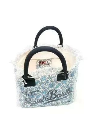 MC2 SAINT BARTH Floral Print Cotton Tote Bag - Blue
