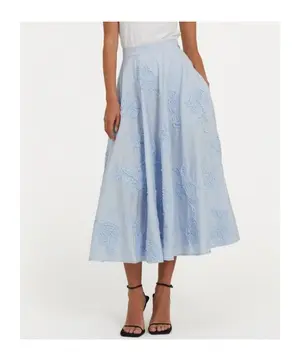 ROTATE BY BIRGER CHRISTENSEN Floral Appliqué Maxi Skirt - Light Blue