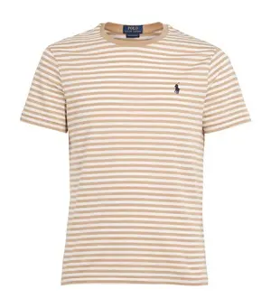 Polo Ralph Lauren Cotton Stripe Polo Pony Slim T-shirt - Beige