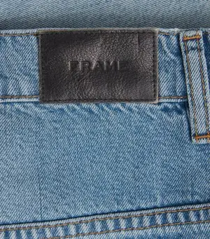 FRAME Frayed Wide-leg Denim Shorts - Blue