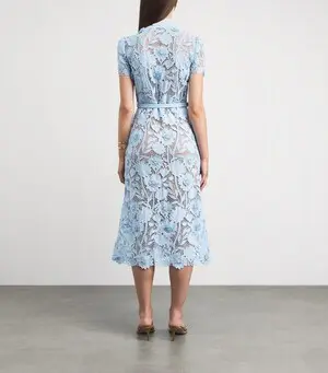 SELF-PORTRAIT Lace Tie-neck Midi Dress