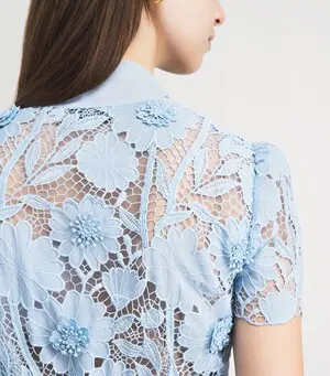 SELF-PORTRAIT Lace Tie-neck Midi Dress