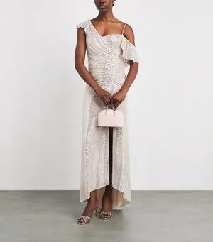 SELF-PORTRAIT Rhinestone Embellished Gathered Maxi Dress