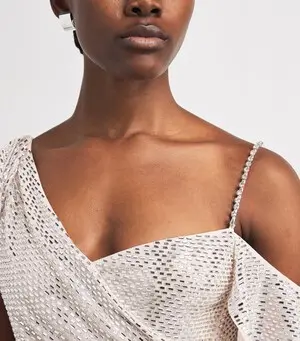 SELF-PORTRAIT Rhinestone Embellished Gathered Maxi Dress