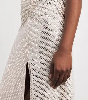 SELF-PORTRAIT Rhinestone Embellished Gathered Maxi Dress