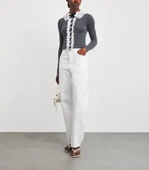 SELF-PORTRAIT Wool Lace-collar Cardigan
