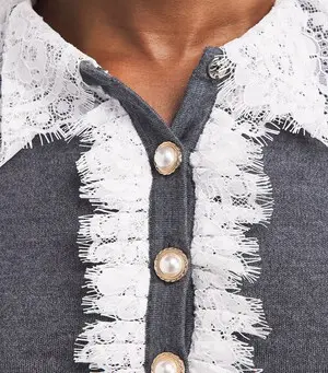 SELF-PORTRAIT Wool Lace-collar Cardigan