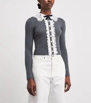 SELF-PORTRAIT Wool Lace-collar Cardigan