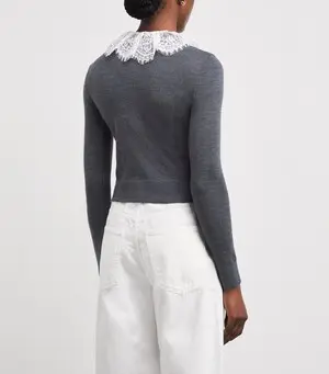 SELF-PORTRAIT Wool Lace-collar Cardigan