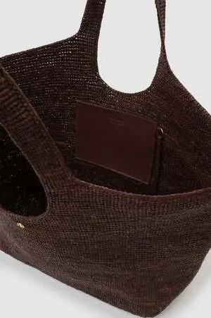 ANINE BING Lili Raffia Tote Bag - Dark Brown