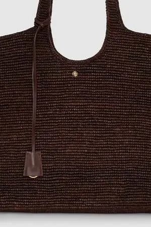 ANINE BING Lili Raffia Tote Bag - Dark Brown
