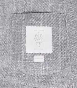 Eleventy Linen-cashmere-silk Striped Single-breasted Blazer