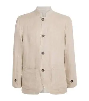 Eleventy Eleventy Linen-Silk Reversible Jacket Ivory