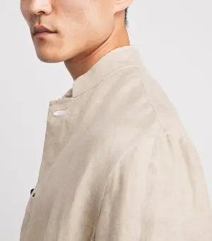Eleventy Linen-silk Reversible Jacket - Ivory